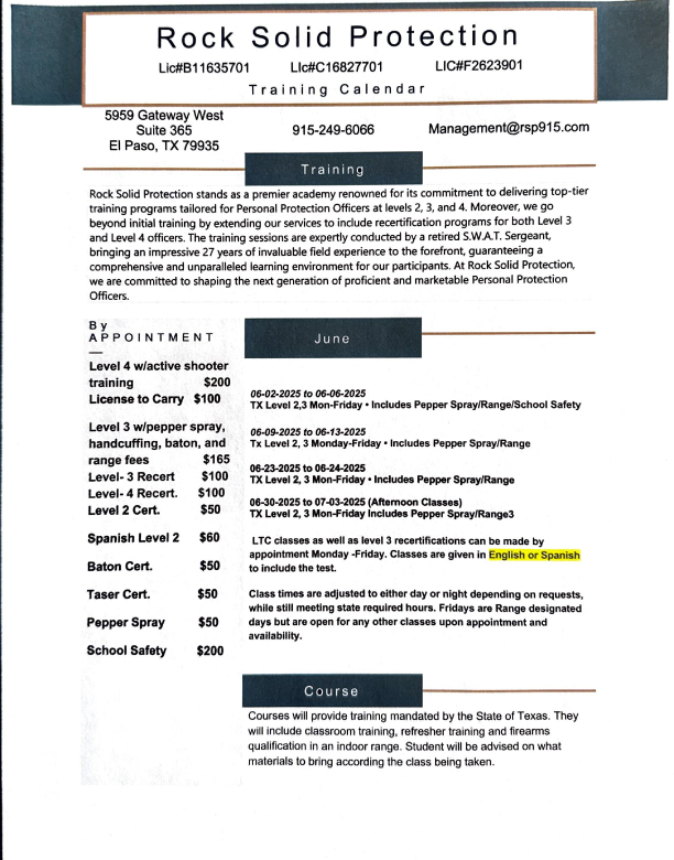 Training - Rock Solid Protection